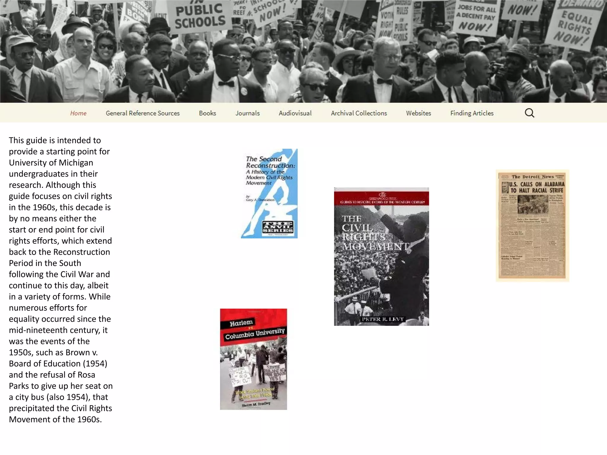 UMSI Exposition: 1960's Civil Rights Research Guide | PDF