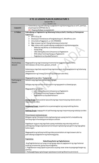 1 k to 12 Lesson Plan in Agriculture 5 | DOCX