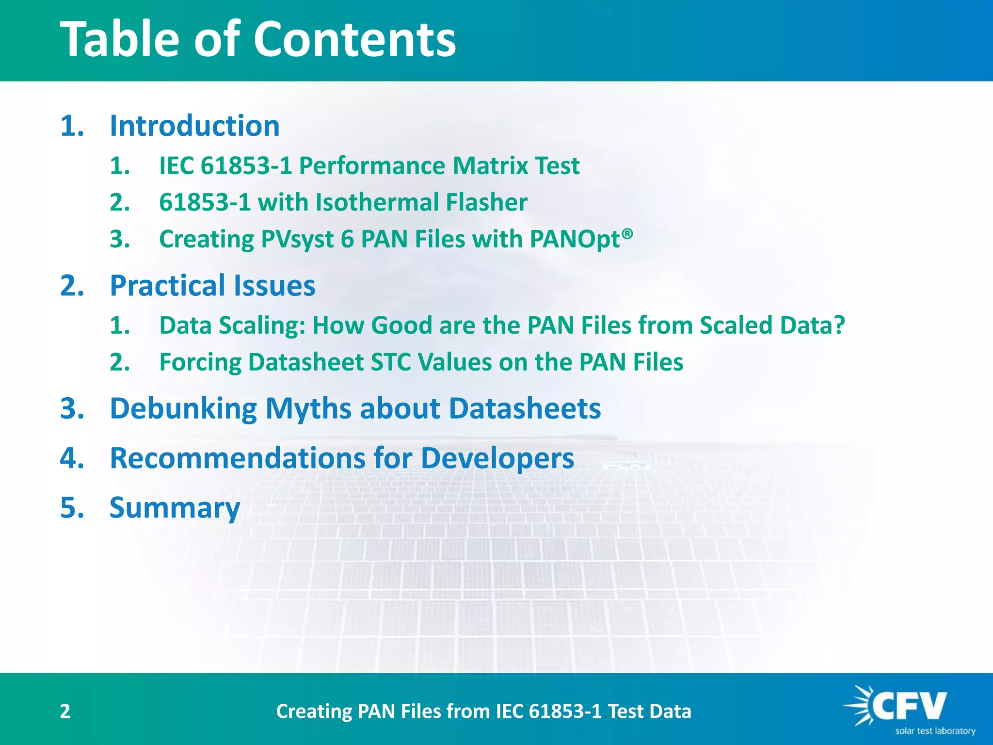 PAN Files from IEC 61853-1 Test Data: Why Using Datasheet I-V Values is ...