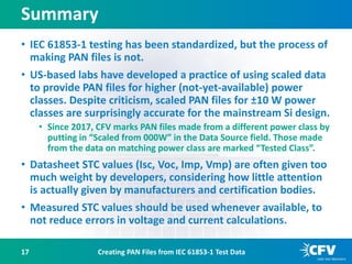PAN Files from IEC 61853-1 Test Data: Why Using Datasheet I-V Values is ...