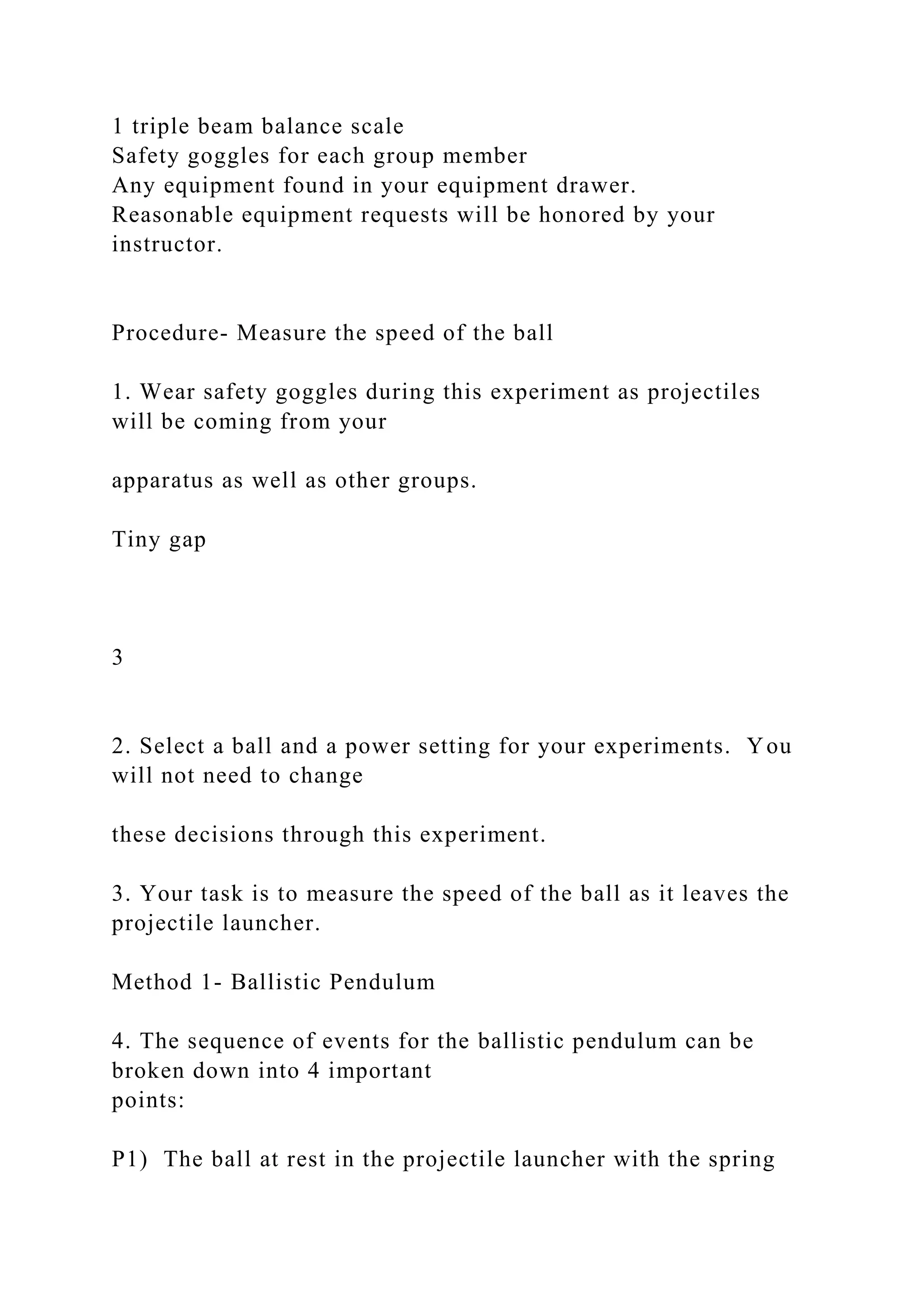 1 Lab 8 -Ballistic Pendulum Since you will be desig.docx