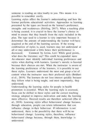 1Learning stylesComment by Jerina, Lori Please review the co | PDF
