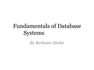 fundamentals of Databases | PPT