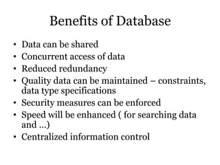 fundamentals of Databases | PPT