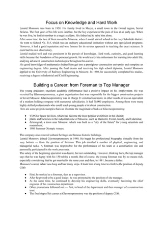 Leonid Monosov: from foreman to business owner | PDF