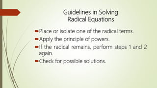 1 lesson 5 equations with radicals | PPTX