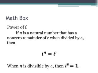 1 lesson 7 introduction to complex numbers | PPTX