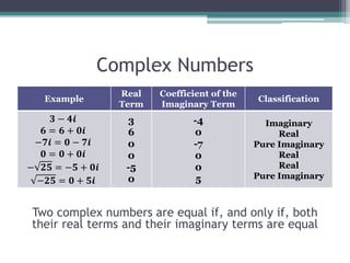 1 lesson 7 introduction to complex numbers | PPTX