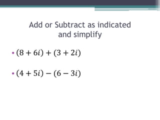 1 lesson 7 introduction to complex numbers | PPTX