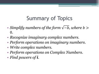 1 lesson 7 introduction to complex numbers | PPTX | Science
