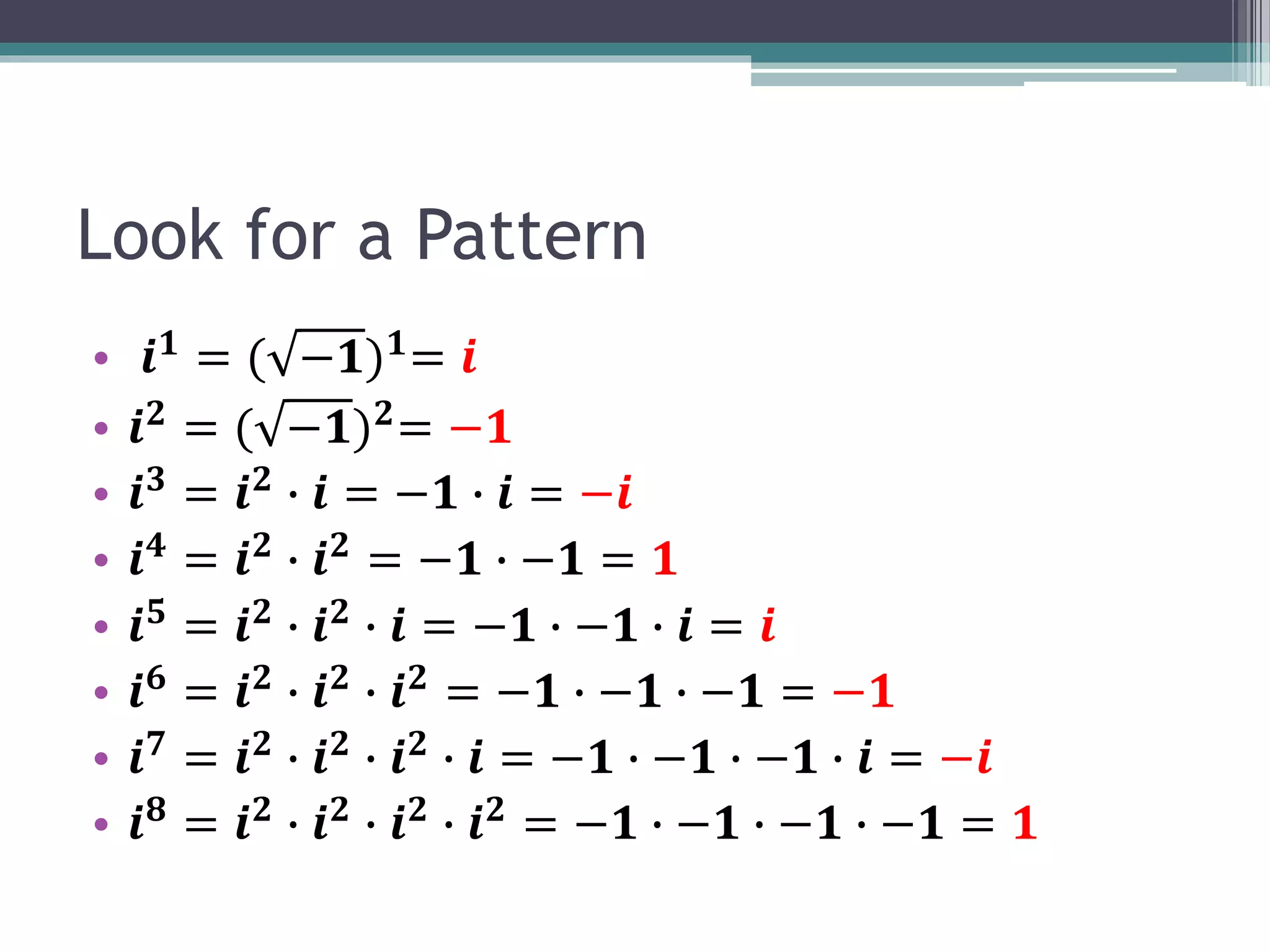 1 lesson 7 introduction to complex numbers | PPT