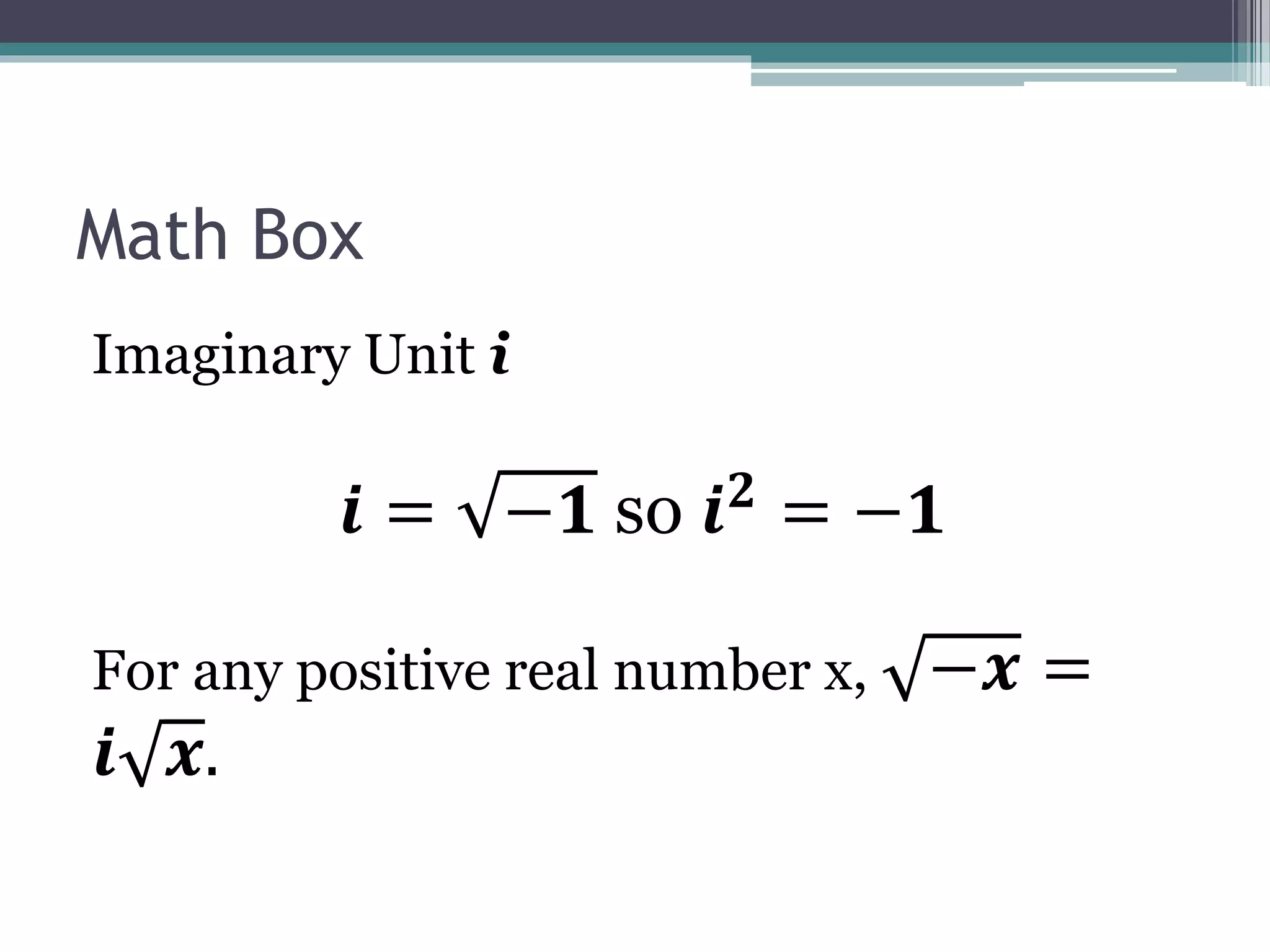 1 Lesson 7 Introduction To Complex Numbers | Ppt | Free Download