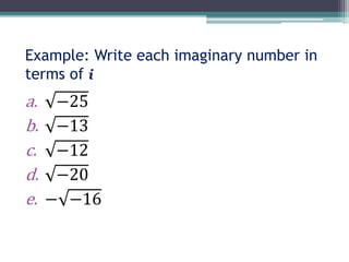 1 lesson 7 introduction to complex numbers | PPTX