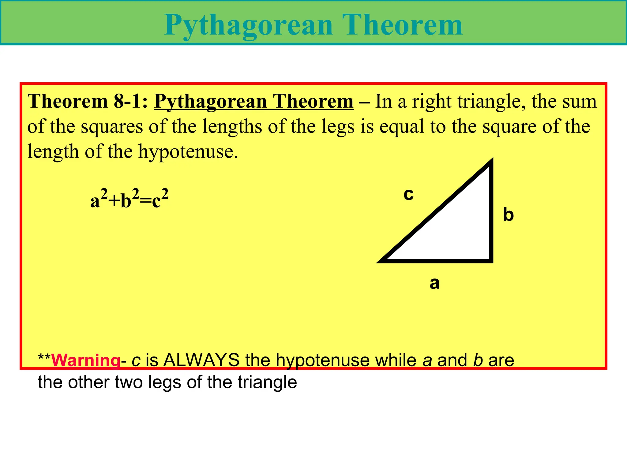1Lesson 8.1 Pythagorean Theorem...[1].ppt
