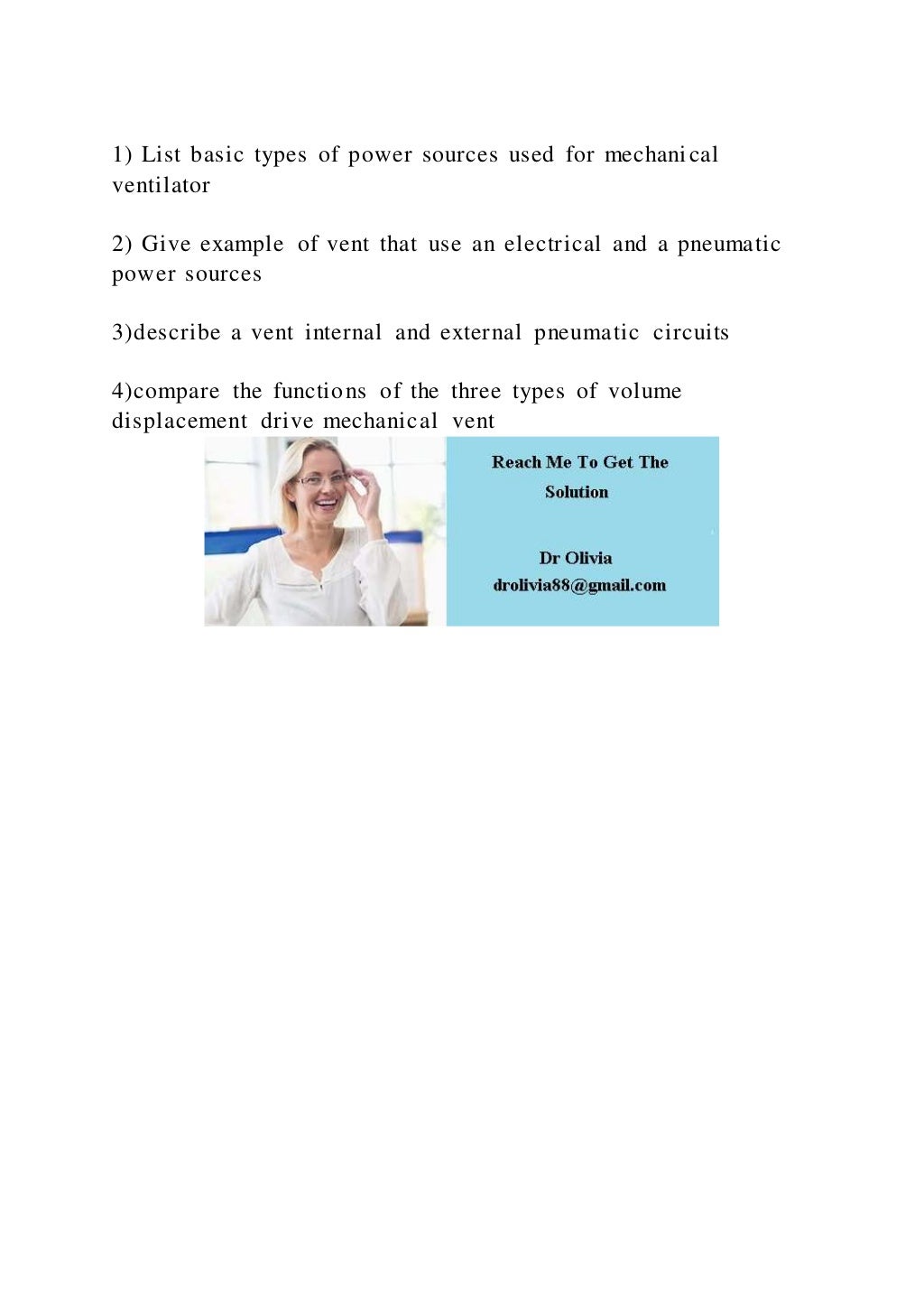 1) List basic types of power sources used for mechanical ventilator | DOCX