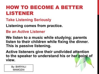 Introduction to Listening Skill & its Importance and Kinds | PPT | Free ...