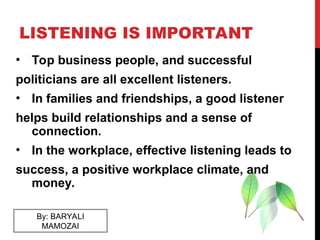 Introduction to Listening Skill & its Importance and Kinds | PPT | Free ...