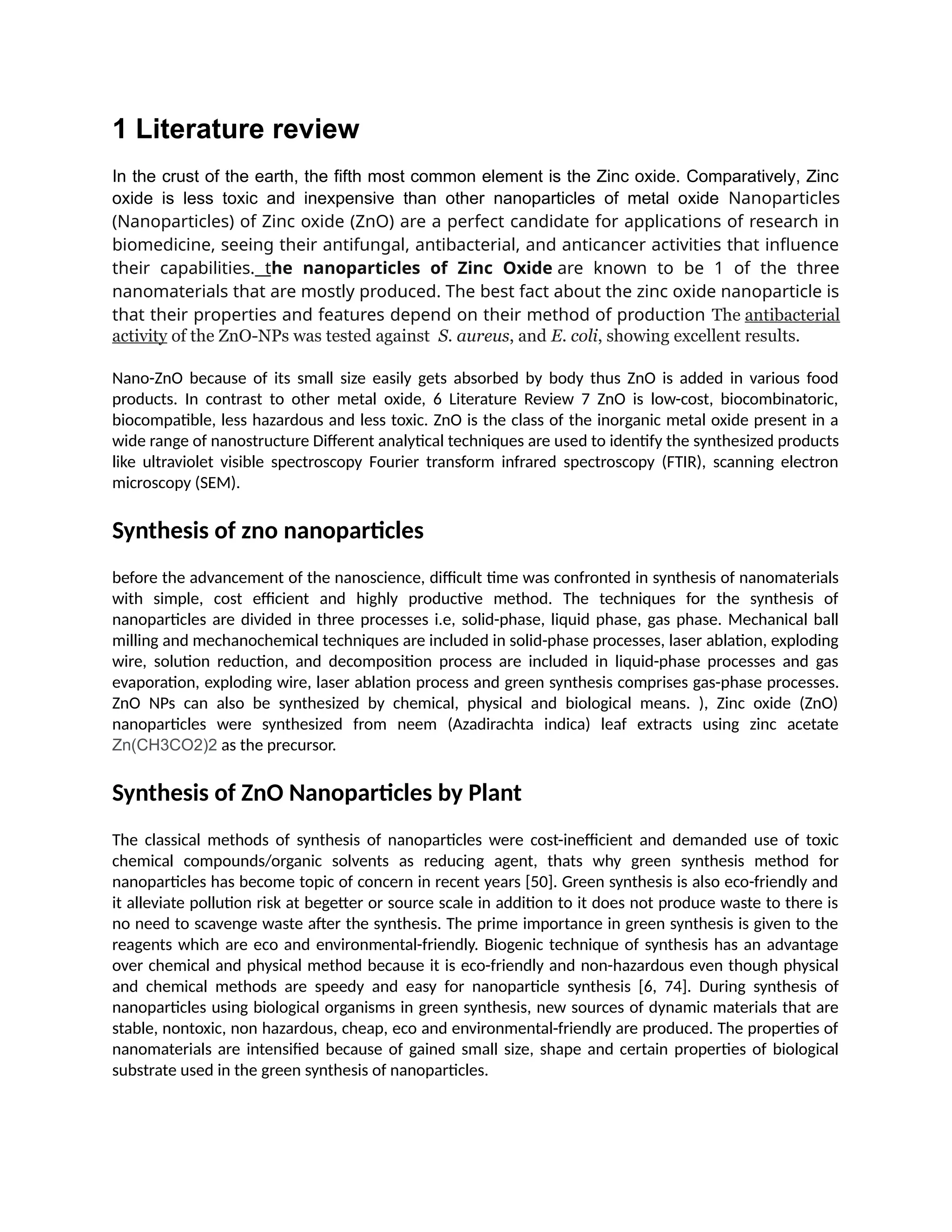 1 Literature review.docx for synthesis of nanoparticles by green | DOCX