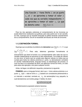 Limite de funciones"capitulo 1 Moises Villena" | PDF