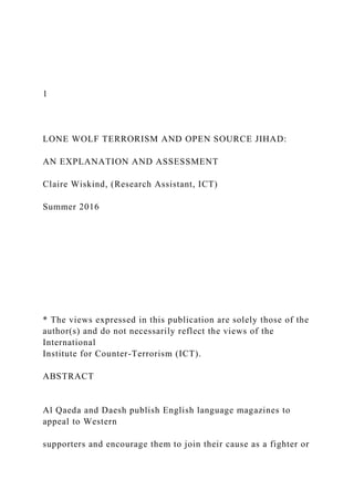 1 LONE WOLF TERRORISM AND OPEN SOURCE JIHAD AN E.docx