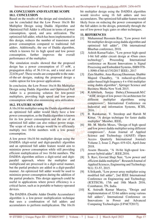 Low Power 16×16 Bit Multiplier Design using Dadda Algorithm | PDF