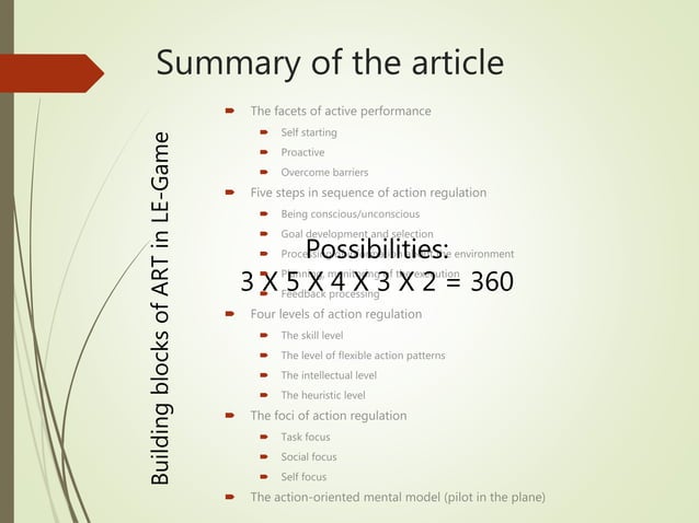 Learning Entrepreneurship explained by the Action Regulation Theory | PPT