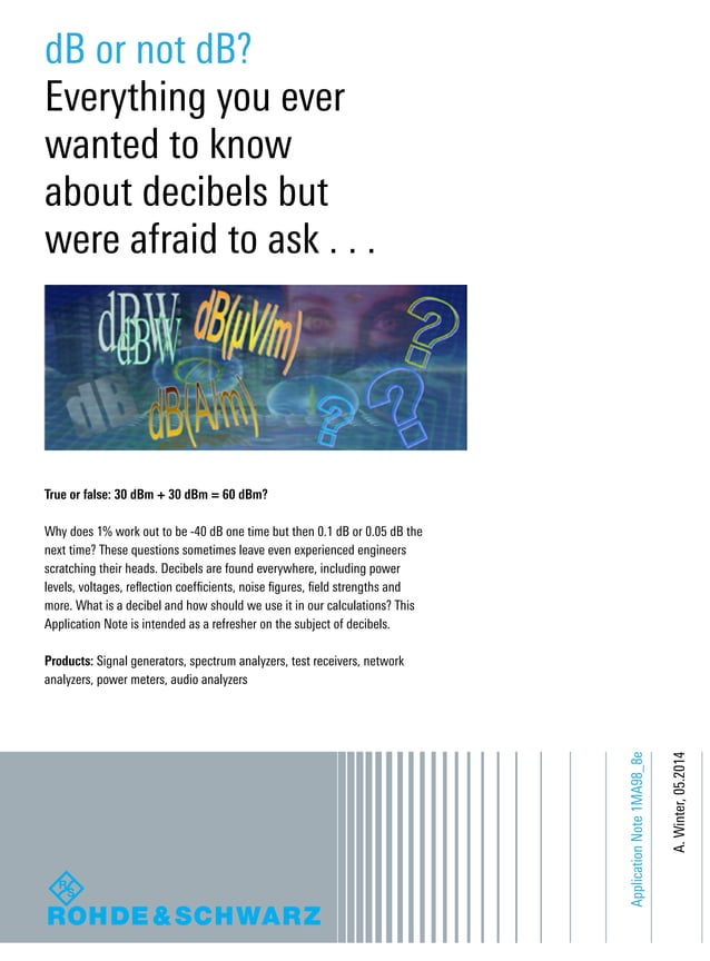 dB or not dB? Everything you ever wanted to know about decibels but were afraid to ask. | PDF ...