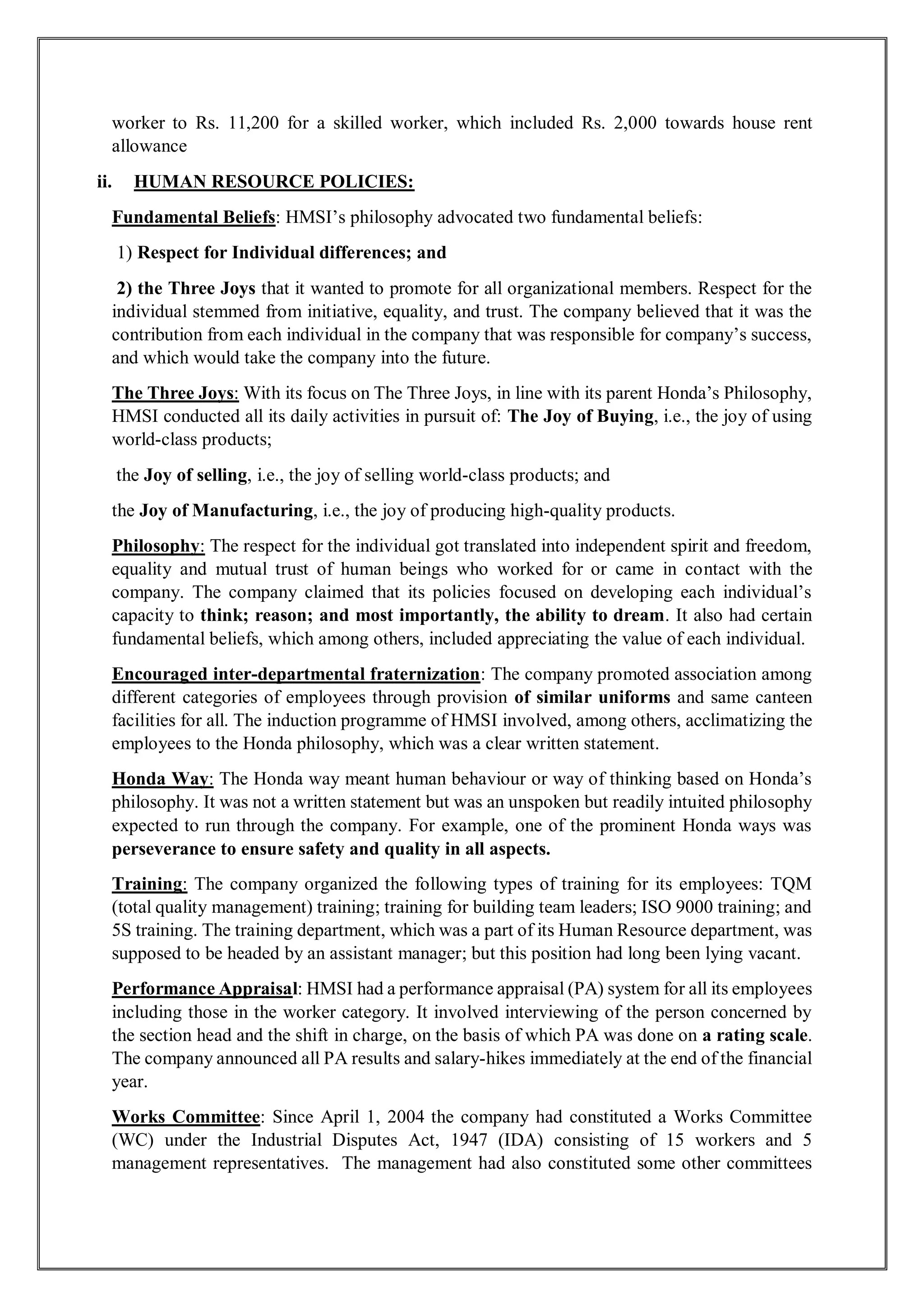 Honda Motorcycles and Scooters India Ltd. (HMSI) case study | PDF