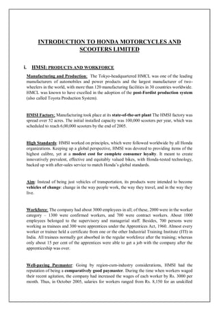 Honda Motorcycles and Scooters India Ltd. (HMSI) case study | PDF