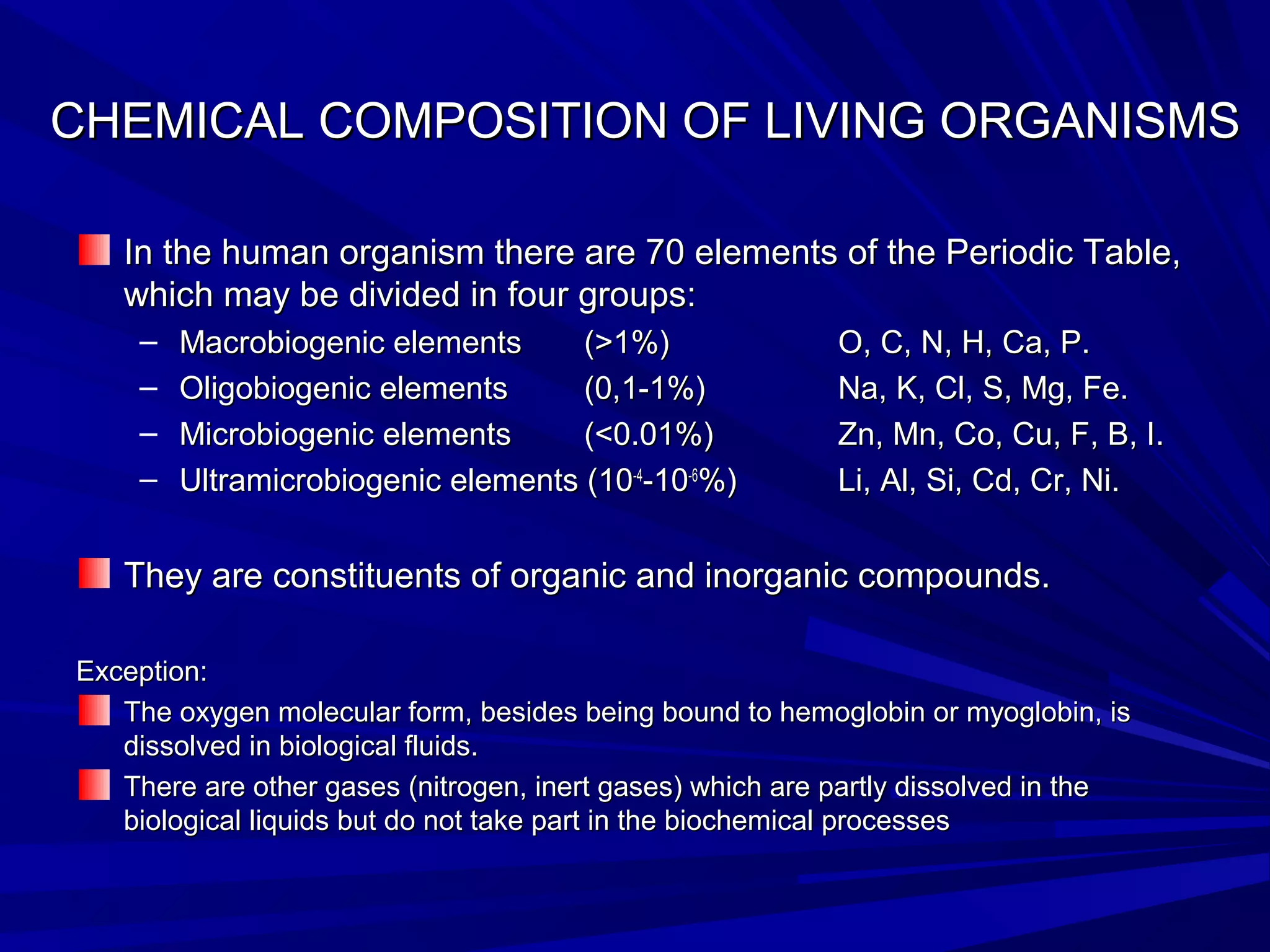 1 major chemical composition of living thing [biochemistry] | PPT