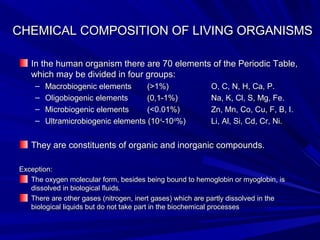 1 major chemical composition of living thing [biochemistry] | PPT