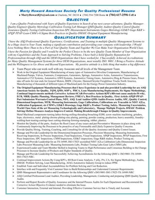1 marty howard_asq_qm_qe_resume | DOC | Manufacturing Industry | Industries