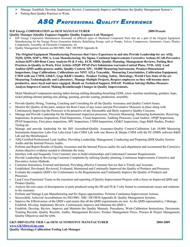 1 marty howard_asq_qm_qe_resume | DOC | Manufacturing Industry | Industries