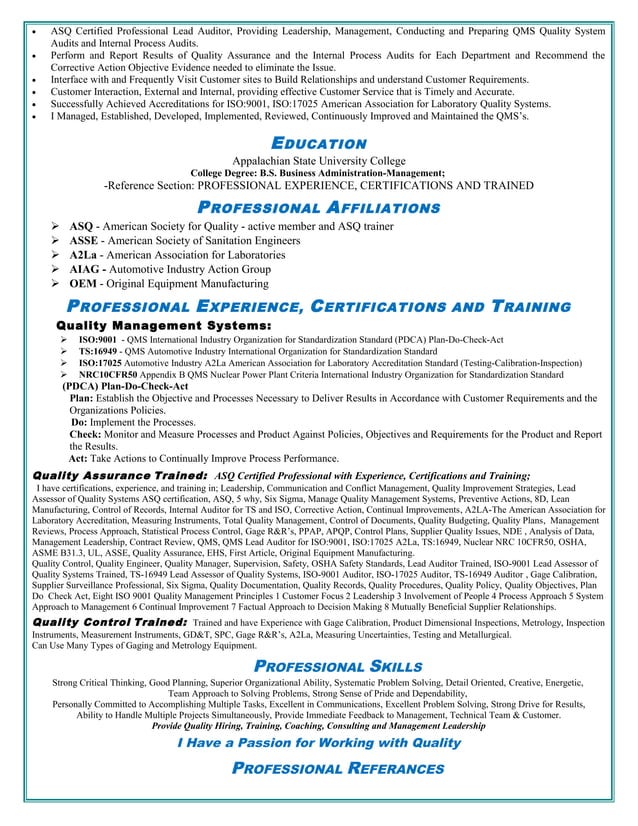 1 marty howard_asq_qm_qe_resume | DOC | Manufacturing Industry | Industries