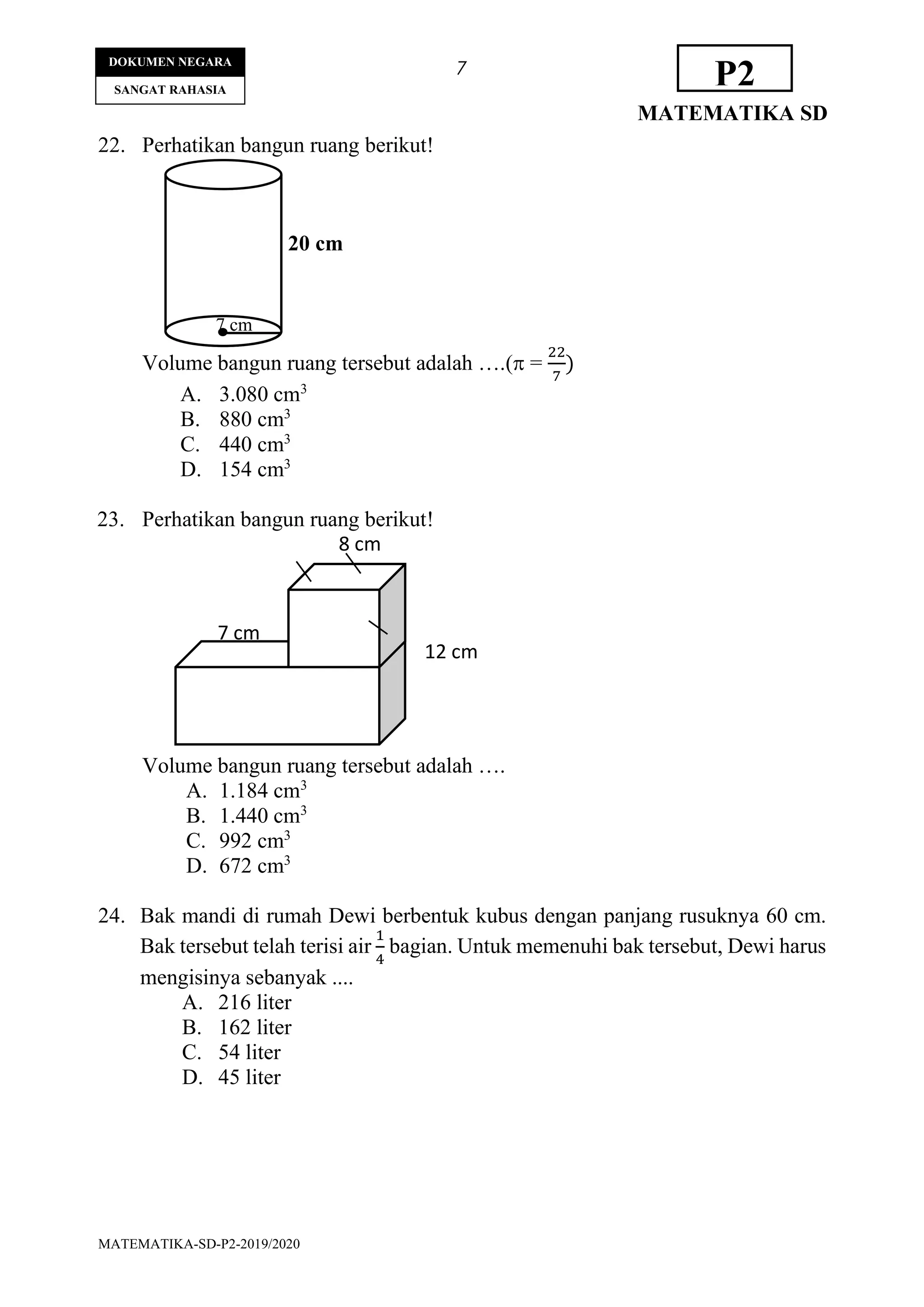master soal matematika sd 2020 paket 2 | PDF