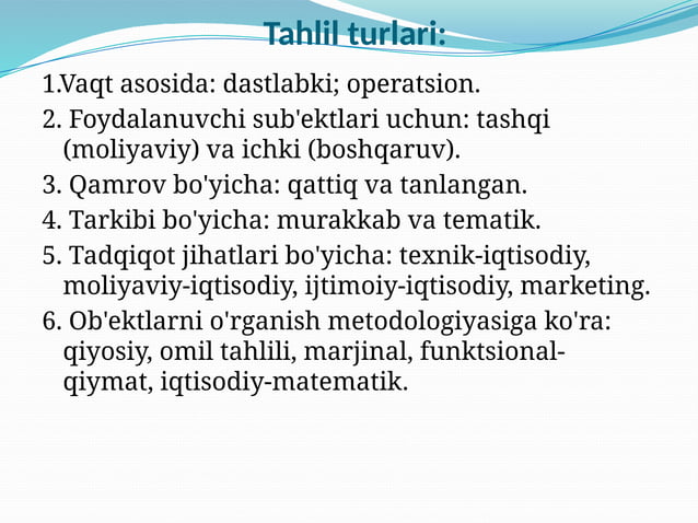 1Mavzu Iqtisodiy tahlil mavzusi yuzasidan | PPTX