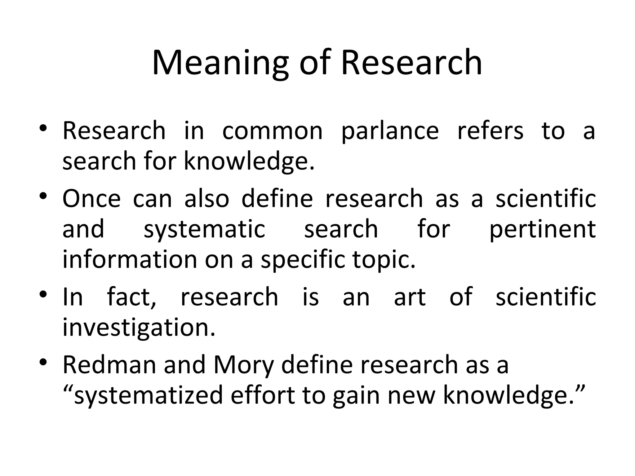 Meaning of research | PPT