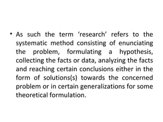 Meaning of research | PPT