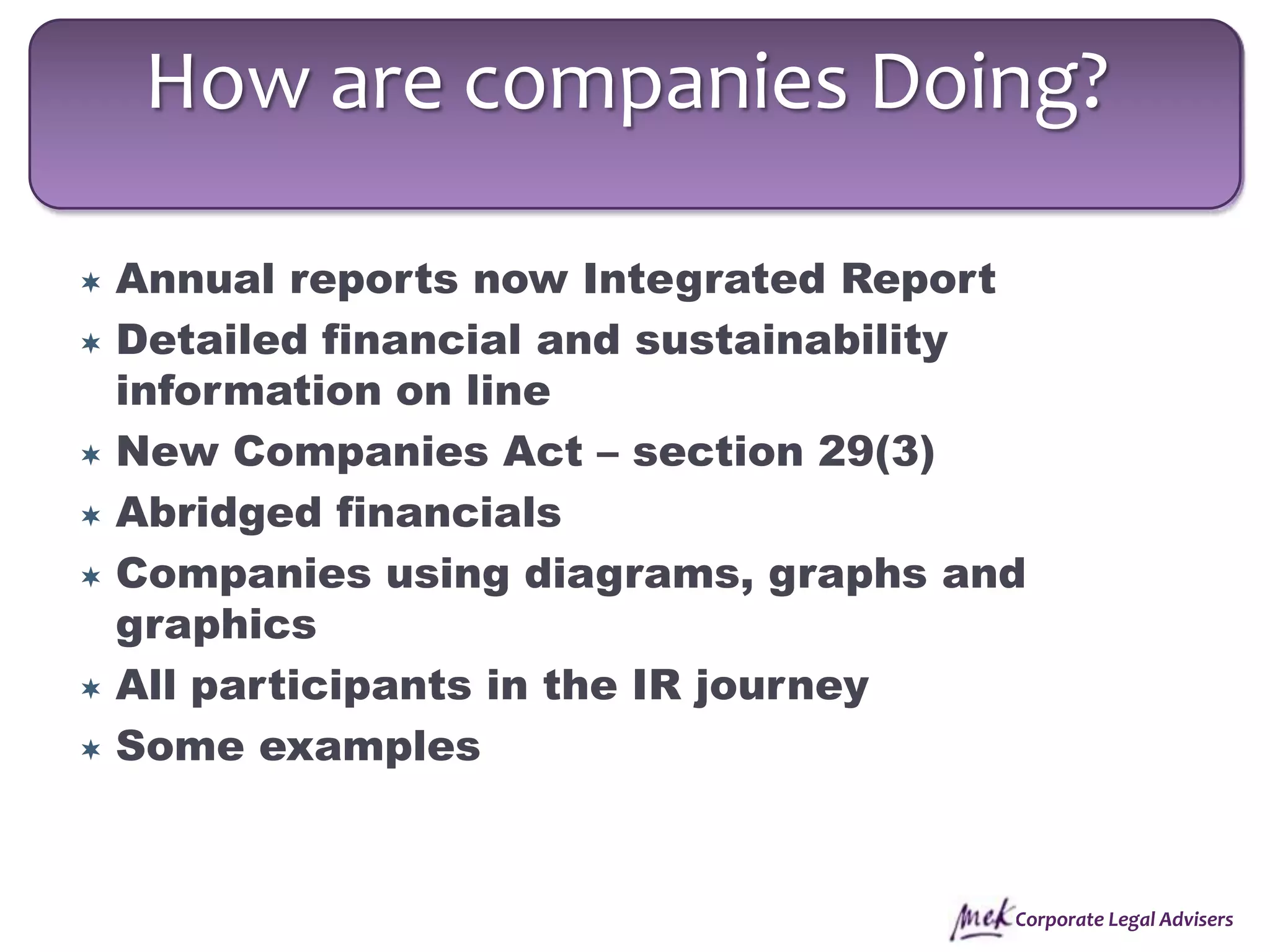 Integrated Thinking and the Integrated Report | PPTX