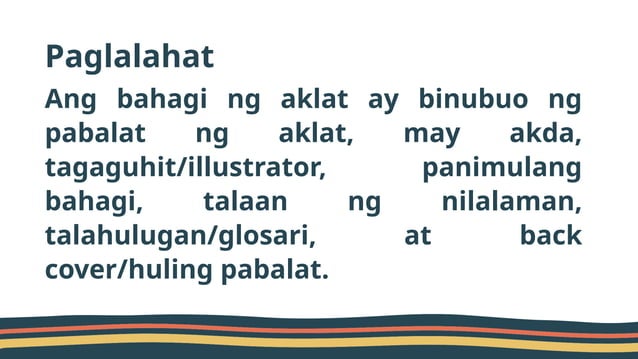 Maga Bahagi ng Aklat sa Asignaturang Filipino | PPTX