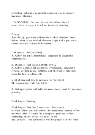 1 MHC 610 Final Project Part Two Guidelines and Rubric | DOCX