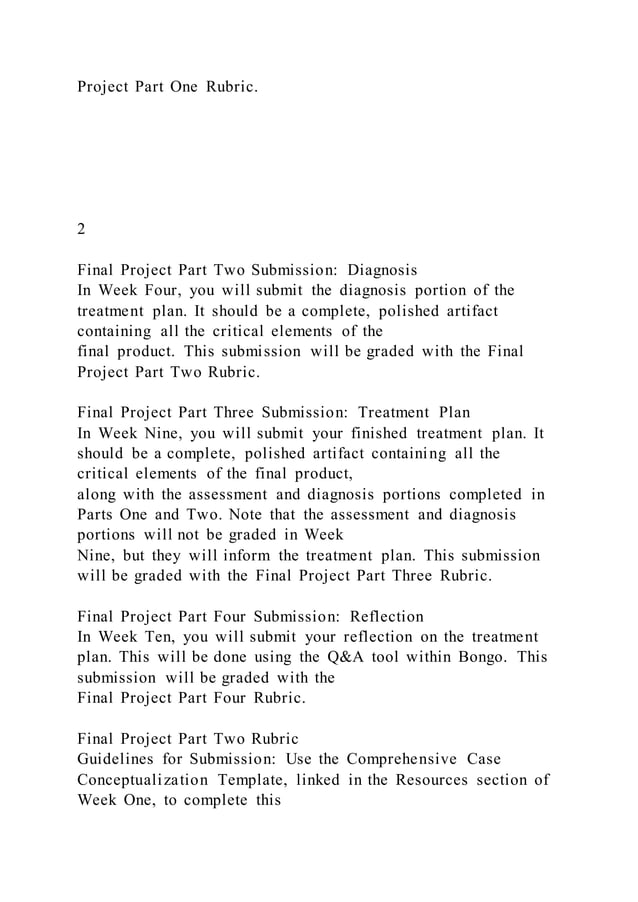 1 MHC 610 Final Project Part Two Guidelines and Rubric | DOCX