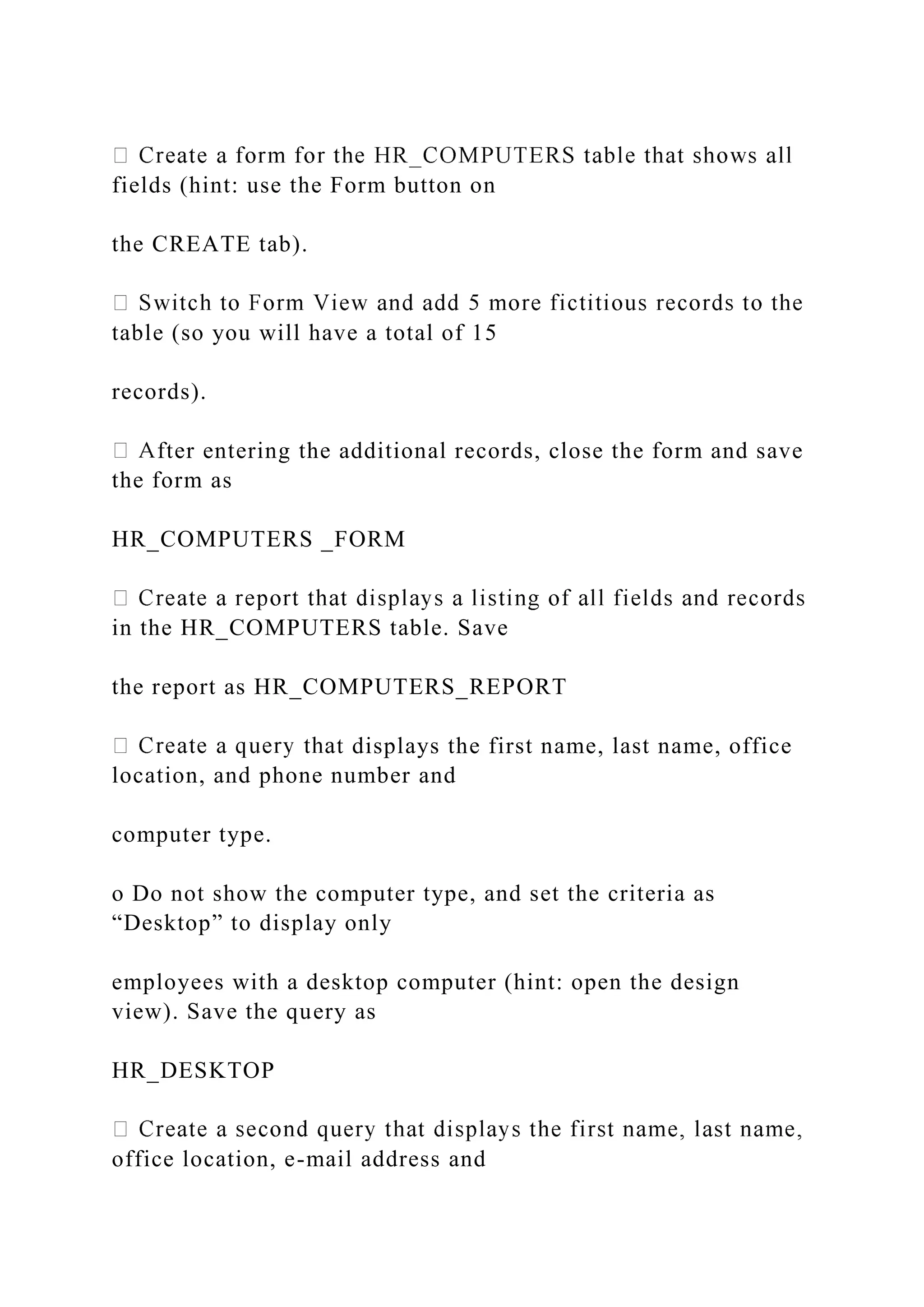 1 MICROSOFT ACCESS PROJECT Background Information.docx