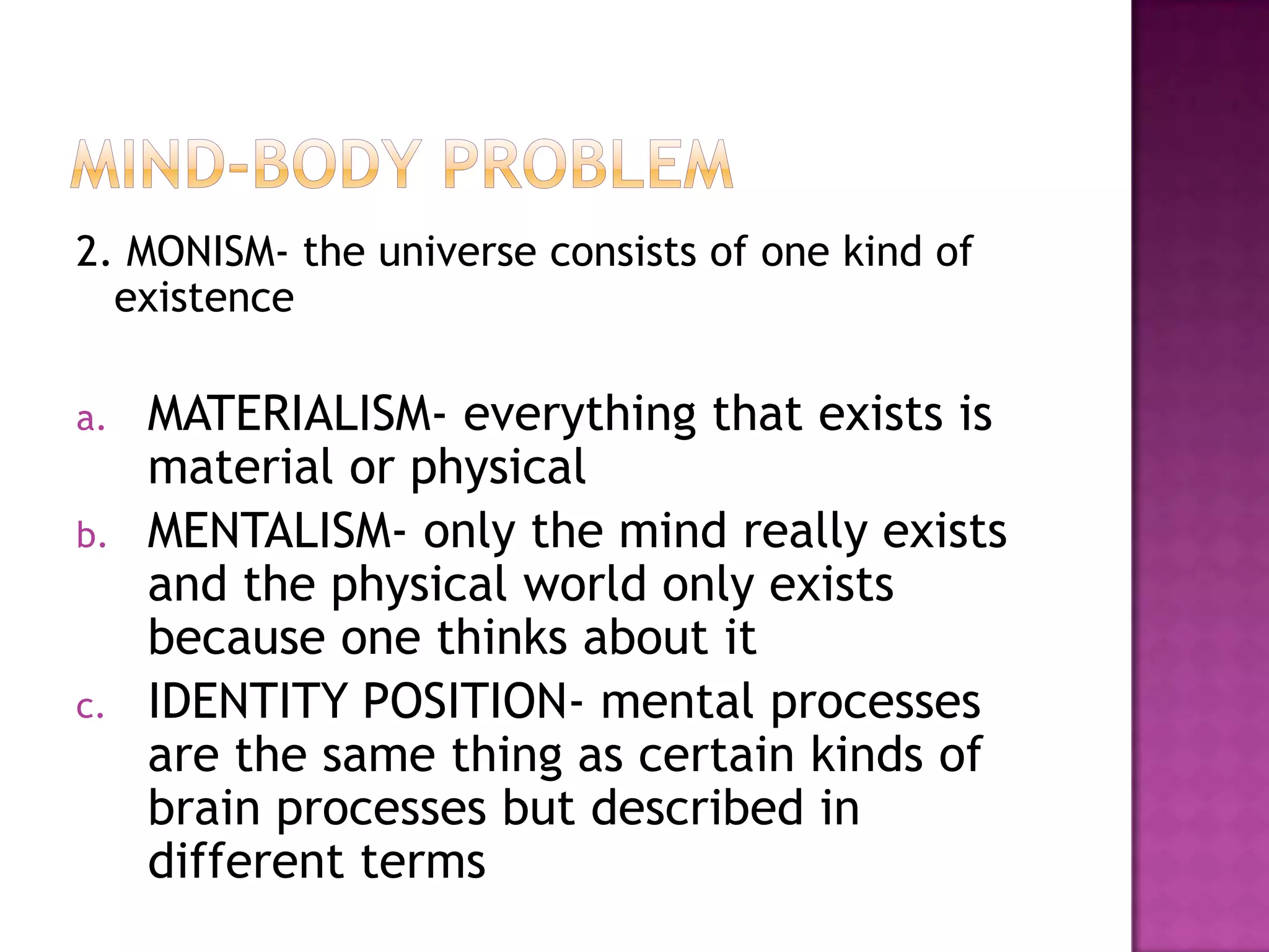 1 mind brain relationship | PPT 1 mind brain relationship | PPT
