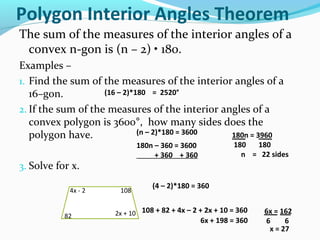 sum of interior and exterior angles in polygons | PPT