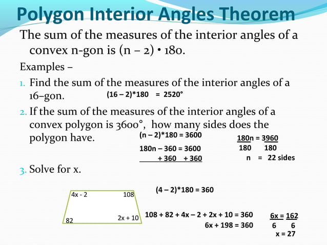 sum of interior and exterior angles in polygons | PPT