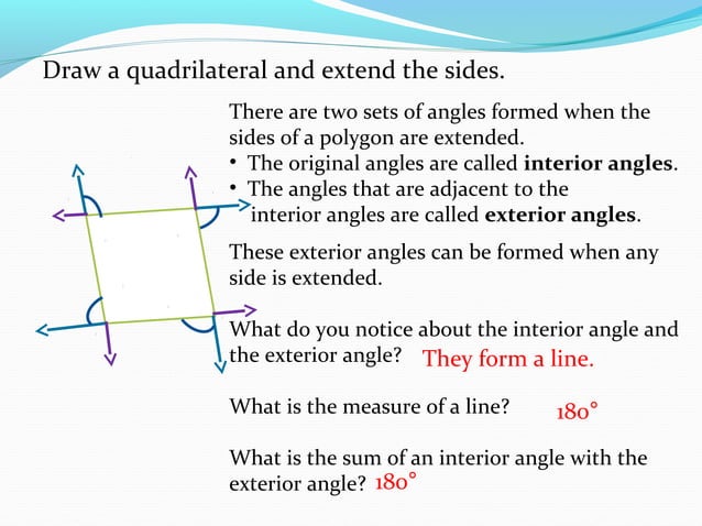 sum of interior and exterior angles in polygons | PPT