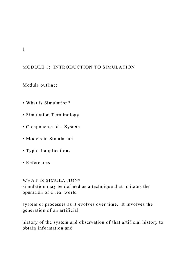 1 MODULE 1 INTRODUCTION TO SIMULATION Module out.docx