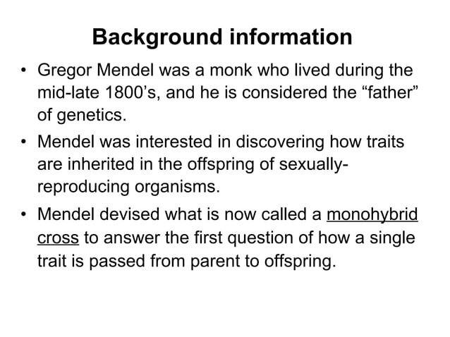 Chapter 19 Heredity Lesson 1 Monohybrid Cross And Test Cross Ppt Genetics Science