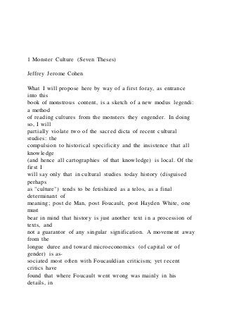 1 Monster Culture (Seven Theses)Jeffrey Jerome CohenWh | PDF